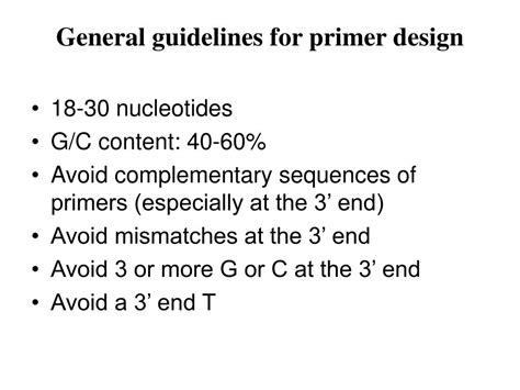 PPT General Guidelines For Primer Design PowerPoint Presentation Free Download ID
