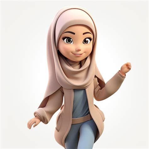 Premium Photo Arabic Girl Character Hijab Cartoon Girl With Hijab