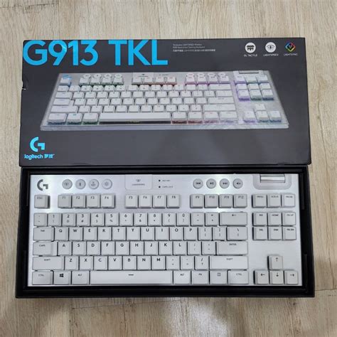 Logitech G913 Tkl White Tactile Low Profile Wireless Gaming Keyboard Free Keyboard Pouch
