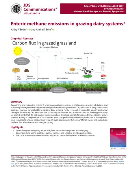 Pdf Enteric Methane Emissions In Grazing Dairy Systems