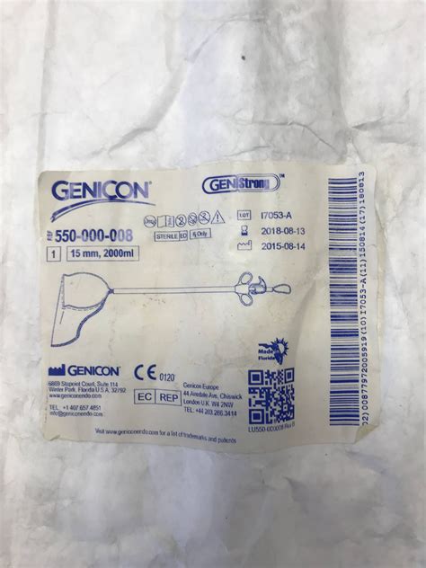 New Genicon 550 000 008 Specimen Retrieval System 15mm2000ml X