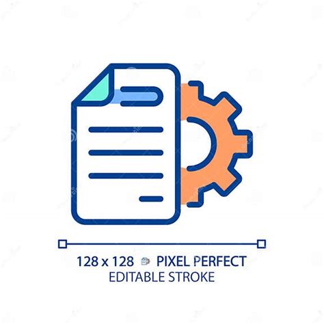 Document Settings Pixel Perfect Rgb Color Icon Stock Vector