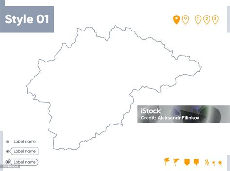 Région De Novgorod Russie Carte Des Traits Isolée Sur Fond Blanc Plan