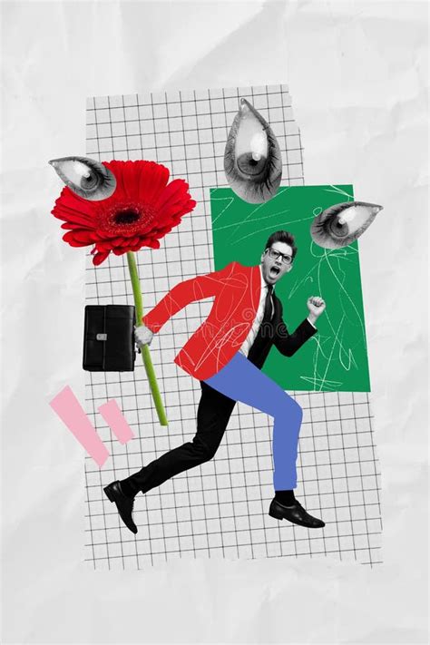 Collage Surreal Sketch With Female Eyes And Running Funky Crazy