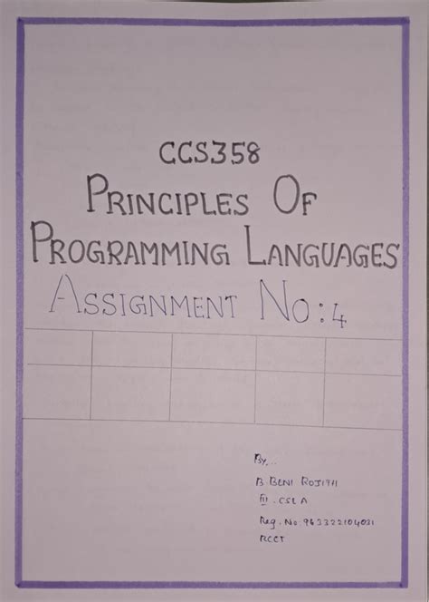 Ppl Assignment 4 Ppl Ccs358 Principles Of Programming Languages