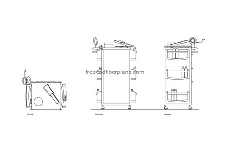 Salon Trolley Cart Free Cad Drawings