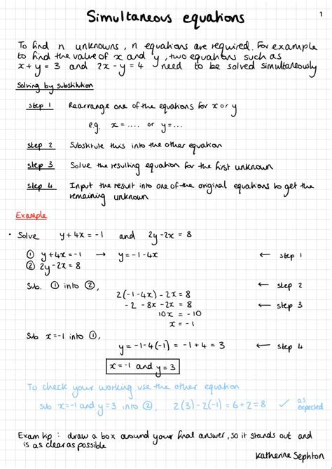 Simultaneous Equations By Substitution Gcse Maths Gcse Math Gcse