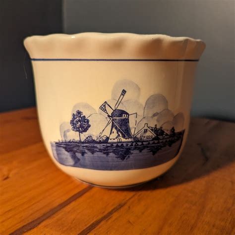 Dining Vintage Mcm Windmill Sailboat Ceramic Bowl Planter Container