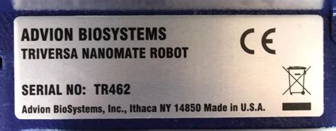 Advion Biosystems Triversa Nanomate Robot Triversa Nanomate