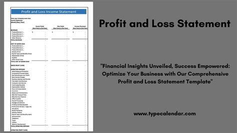 Profit And Loss Statement Excel Template