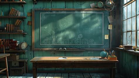 Vintage Classroom With World Map And Globe Stock Illustration