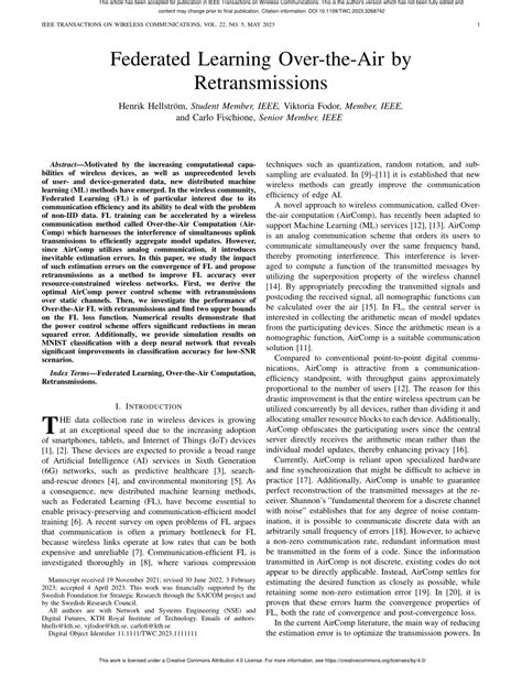 Pdf Federated Learning Over The Air By Retransmissions