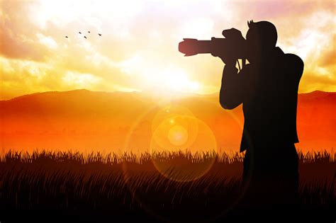 야외 Photographer 사진작가에 대한 스톡 벡터 아트 및 기타 이미지 사진작가 실루엣 카메라 Istock