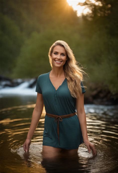 Sexy Gorgeous Smiling 35 Year Old Woman Emerging From A Mountain