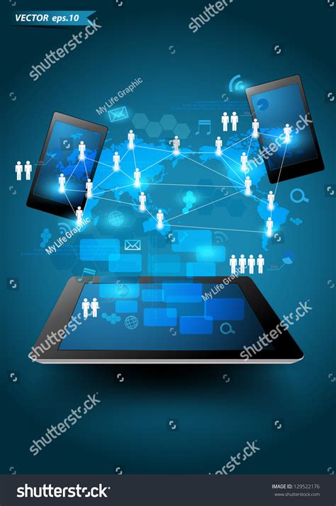 Vector Technology Business Network Process Diagram Stock Vector