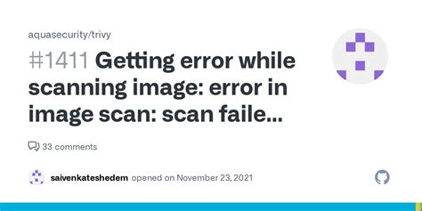 getting error while scanning image error in image scan scan failed