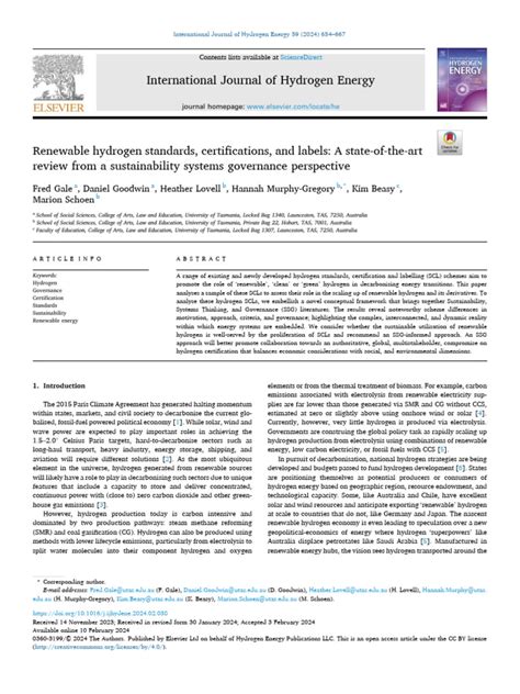Green Hydrogen Standards Certifications And Labels Pdf