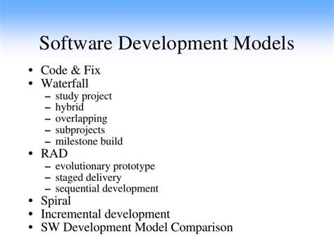 Sw Software Development Models