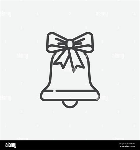 Bell With Red Bow Icon Christmas Bell Symbol Happy New Year And