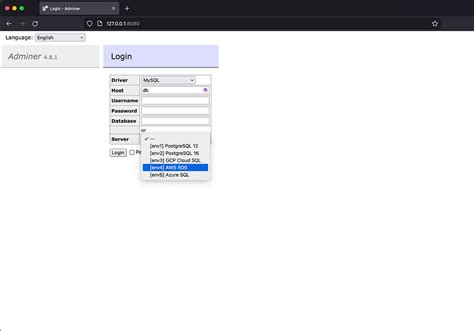 Adminer With Custom Login Servers Selector Plugin Run In Docker By