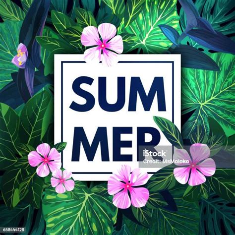 이국적인 야자수 잎과 분홍색 꽃으로 여름 하와이 배경 열 대 벡터 꽃 템플릿 0명에 대한 스톡 벡터 아트 및 기타 이미지 0명 광고 꽃 나무 Istock