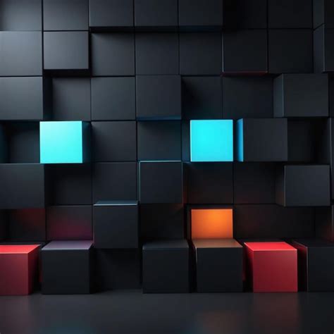 Premium Photo | Dark background design abstract geometric blocks 3d rendering illumination RGB ...