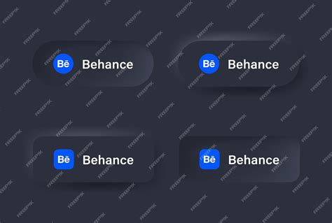 Premium Vector Neumorphic Behance Logo Icon In Black Button For