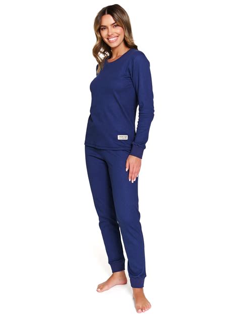 Womens Long Ribbed Ultra Soft Cotton Pajamas With Cuffs On Sleeves And