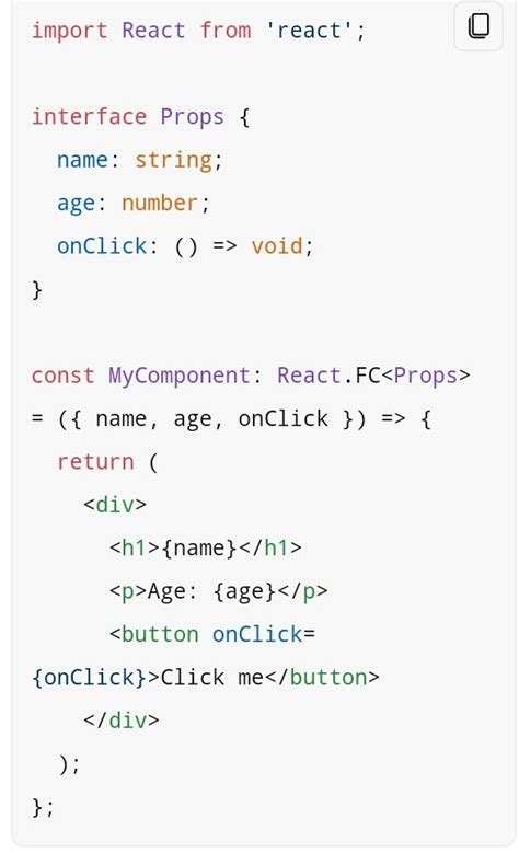 How To Define Types In React Functional Component 1st Frame Is My Favourite It Looks Clean And