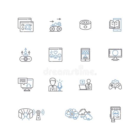 Data Technology Line Icons Collection Analytics Big Data Cloud