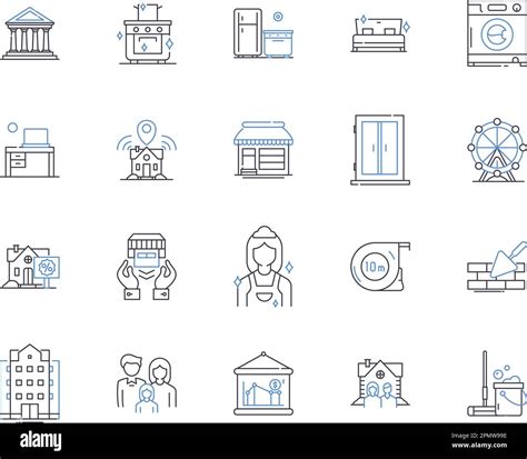 Housekeeping Outline Icons Collection Cleaning Laundry Dusting