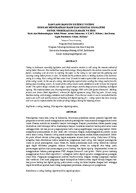 Pdf I Rancang Bangun Sistem E Voting Dengan Menerapkan Hash Dan