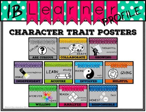 Myp And Pyp Ib Learner Profile Character Traits Posters Learner Profile Ib Learner Profile