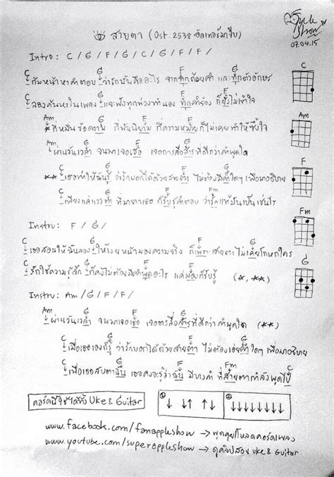 คอร์ด เพลง สายตา Appleshow แอ๊ปเปิ้ล Apple Show Facebook