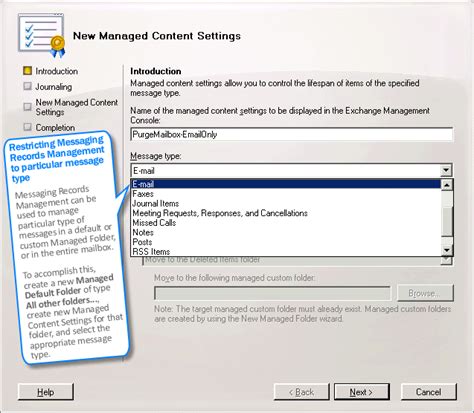 Exchangepedia Restricting Messaging Records Management To A Particular Message Type