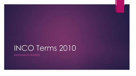 Incoterms Import Export Commercial Terms Ppt