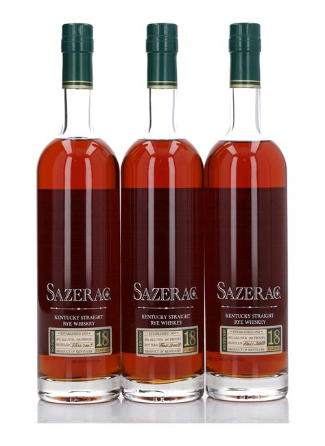 Sazerac Rye 18 Year Old 2007 Release 90 Proof 1985 3 Bottles 75cl