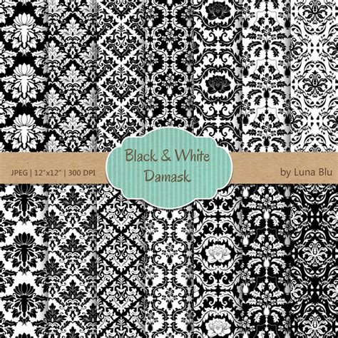 Black And White Damask Digital Paper Black And White Damasks