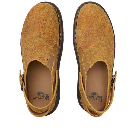Dr Martens Isham Buckle Mule Brown And Mustard Hairy Suede End Us