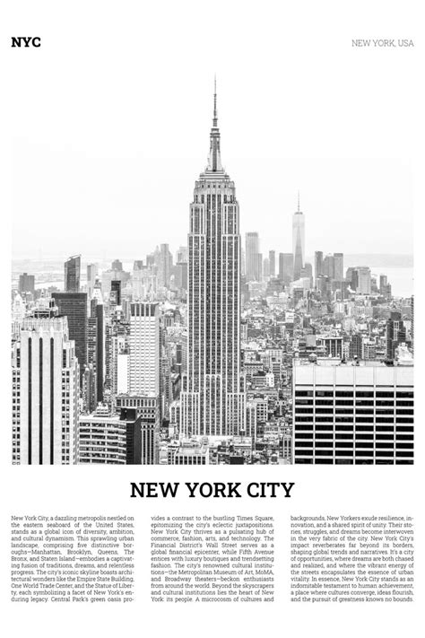The New York City Skyline Is Shown In Black And White As Well As An