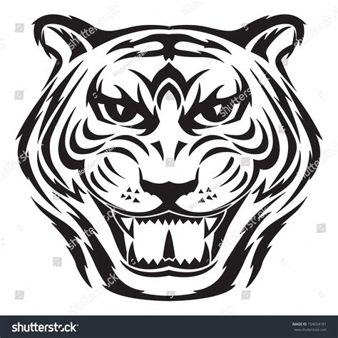 Tiger Face Tattoo Design Vintage Engraved Stock Vector Royalty Free