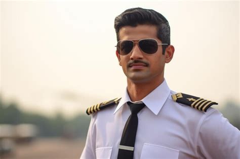 Premium Photo Civil Aviation Pilot Captain Uniform White Shirt