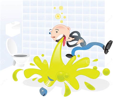Cartoon Character Projectile Vomiting Stock Vector Illustration Of