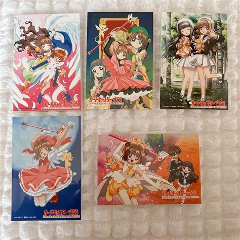 【未使用に近い】189「 カードキャプターさくら 」 名場面ポストカード 5枚セット アニメ Clamp 木之本桜 大道寺知世 李小狼 ケロ