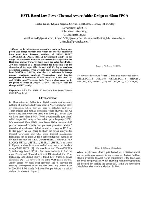 Pdf Hstl Based Low Power Thermal Aware Adder Design On 65nm Fpga