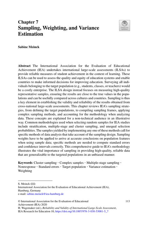 Pdf Sampling Weighting And Variance Estimation