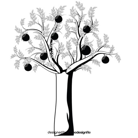 Papaya Tree Clipart Black And White