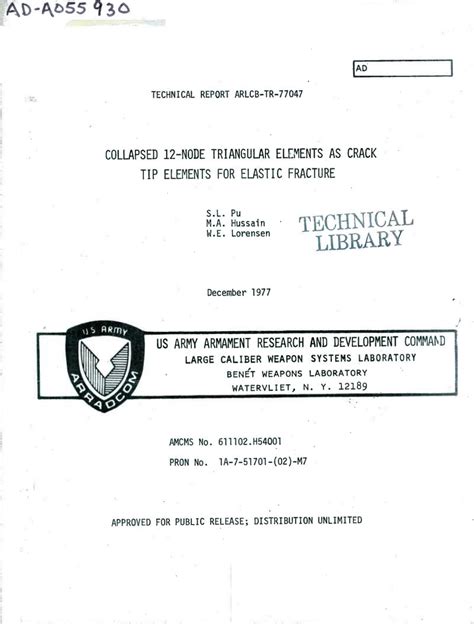 Pdf Collapsed 12 Node Triangular Elements As Crack Tip Elements For