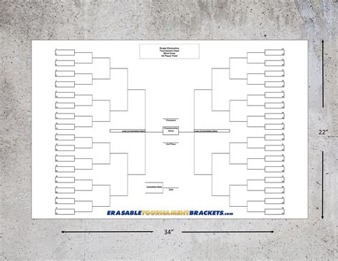22 X 34 Erasable Tournament Bracket 32 Player Team Double Elimination Blind Draw Chart Board