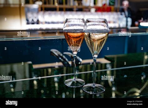 Glasses With Little Bubbles Tasting Of Sparkling Wine Champagne